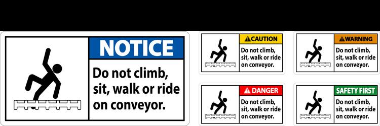 Warning label do not climb sit walk or ride Vector Image
