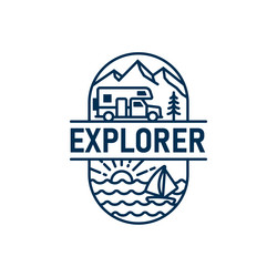 Explorer line logo design template Royalty Free Vector Image