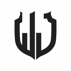 Wj logo monogram with emblem shield shape design Vector Image