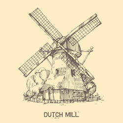 Dutch mill Royalty Free Vector Image - VectorStock