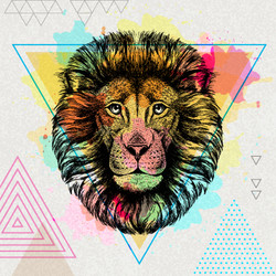 Lion artistic color realistic portrait Royalty Free Vector