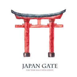 Japanese torii gate wooden red entrance Royalty Free Vector