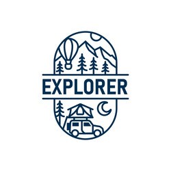Explorer line logo design template Royalty Free Vector Image