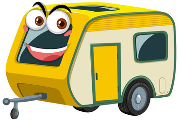 Camper trailers with face expression cartoon Vector Image