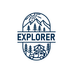 Explorer line logo design template Royalty Free Vector Image
