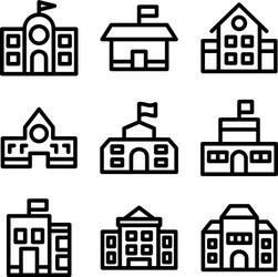 School building icon or logo isolated sign symbol Vector Image