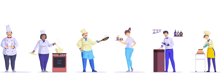 Restaurant staff chef cook waitress bartender Vector Image