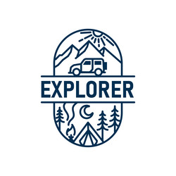 Explorer line logo design template Royalty Free Vector Image