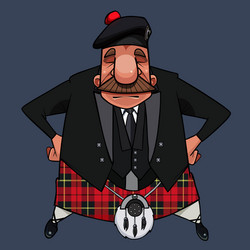 Cartoon scottish highlander in kilt surprise Vector Image