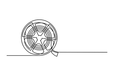 Continuous one line drawing cinema film strip Vector Image