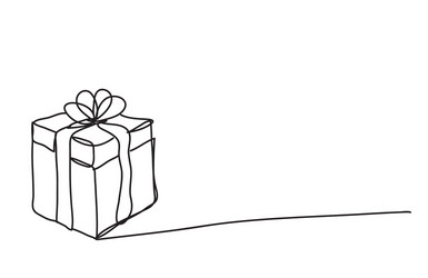 Gift box line drawing style continuous one line Vector Image