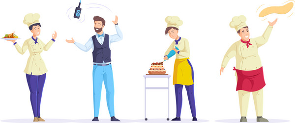 Restaurant staff chef cook waitress bartender Vector Image