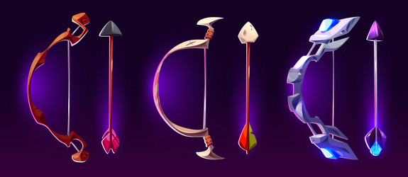 Archery bow with arrow for game ui level rank Vector Image