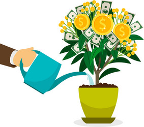 Businessman character shaking money tree Vector Image