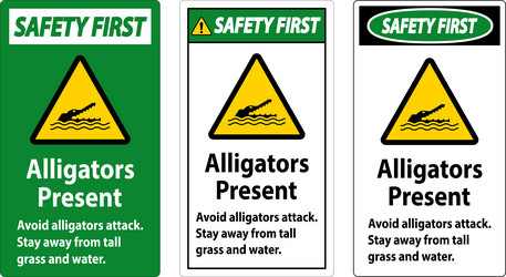Alligator warning sign danger - alligators Vector Image