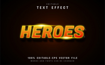 Heroes gradient text effect Royalty Free Vector Image