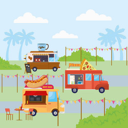 Food trucks at park Royalty Free Vector Image - VectorStock