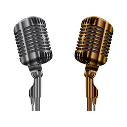 Old school microphone vintage mic golden color Vector Image