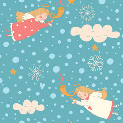 Angels seamless christmas pattern Royalty Free Vector Image
