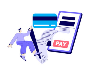 Bill pay with man character sign form Royalty Free Vector