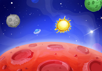 Space landscape with red Royalty Free Vector Image