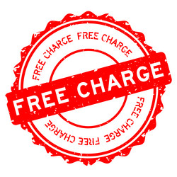 Grunge red foc free of charge word round rubber Vector Image