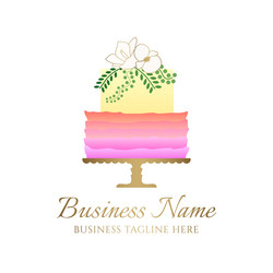 Multicolor rainbow cake logo for bakery business Vector Image