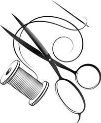 Hand with needle and thread Royalty Free Vector Image