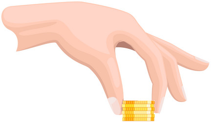 Person with gold cent between fingers human hand Vector Image