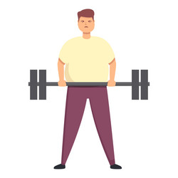 Fat man gym run icon cartoon workout slim Vector Image