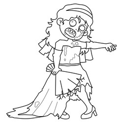 Zombie bride coloring page for kids Royalty Free Vector