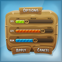 Wooden button cartoon interface ui or game gui Vector Image