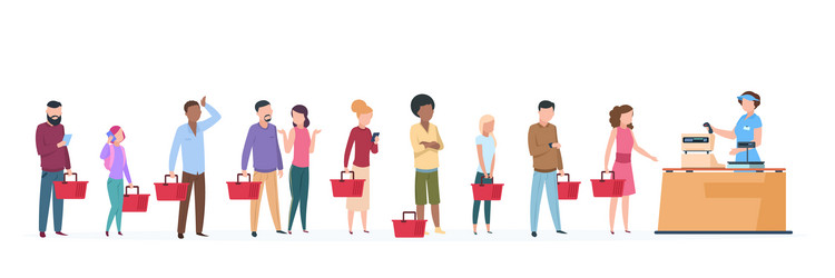 People queue waiting line Royalty Free Vector Image