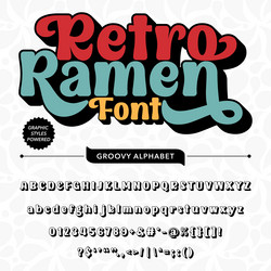 Retro groovy vintage display bold font alphabet Vector Image