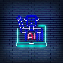 Robot bot chatbot artificial intelligence neon Vector Image