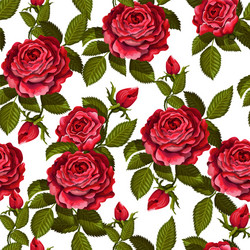 Horizontal seamless background with red roses Vector Image