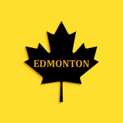 Black canadian maple leaf with city name edmonton Vector Image