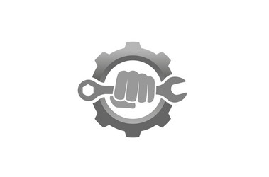 Creative mechanic gear hand wrench logo design Vector Image