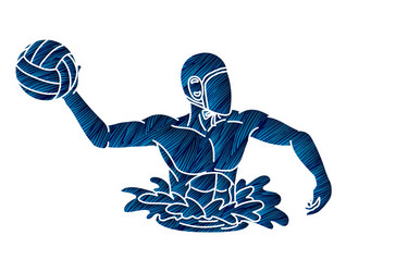 Water polo player cartoon graphic Royalty Free Vector Image