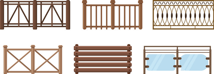 Set balcony railing vintage modern home Royalty Free Vector
