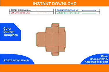 Straight tuck end folding box dieline template Vector Image