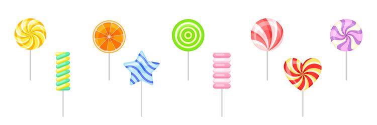 Different lollipop and candy of various taste Vector Image