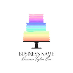 Multicolor rainbow cake logo for bakery business Vector Image