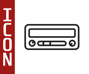 Black line car audio icon isolated on white Vector Image