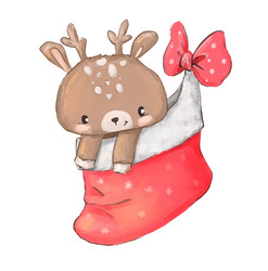 Cute deer with a scarf christmas background Vector Image