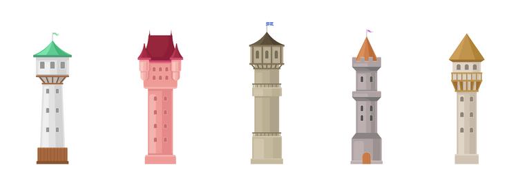 Tower and turret of ancient medieval castle Vector Image