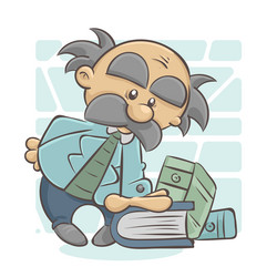 Cartoon scientist professor a funny emotional Vector Image