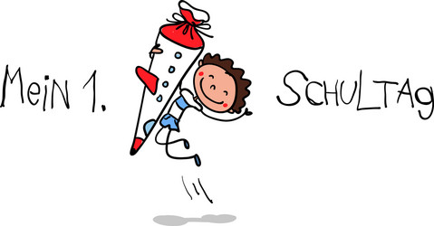 Enrollment - first day school -cartoon Royalty Free Vector