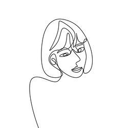 Girl cute one continuous line drawing Royalty Free Vector