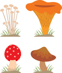 Different Types of Fungi Drawing Isolated Vector Images (36)